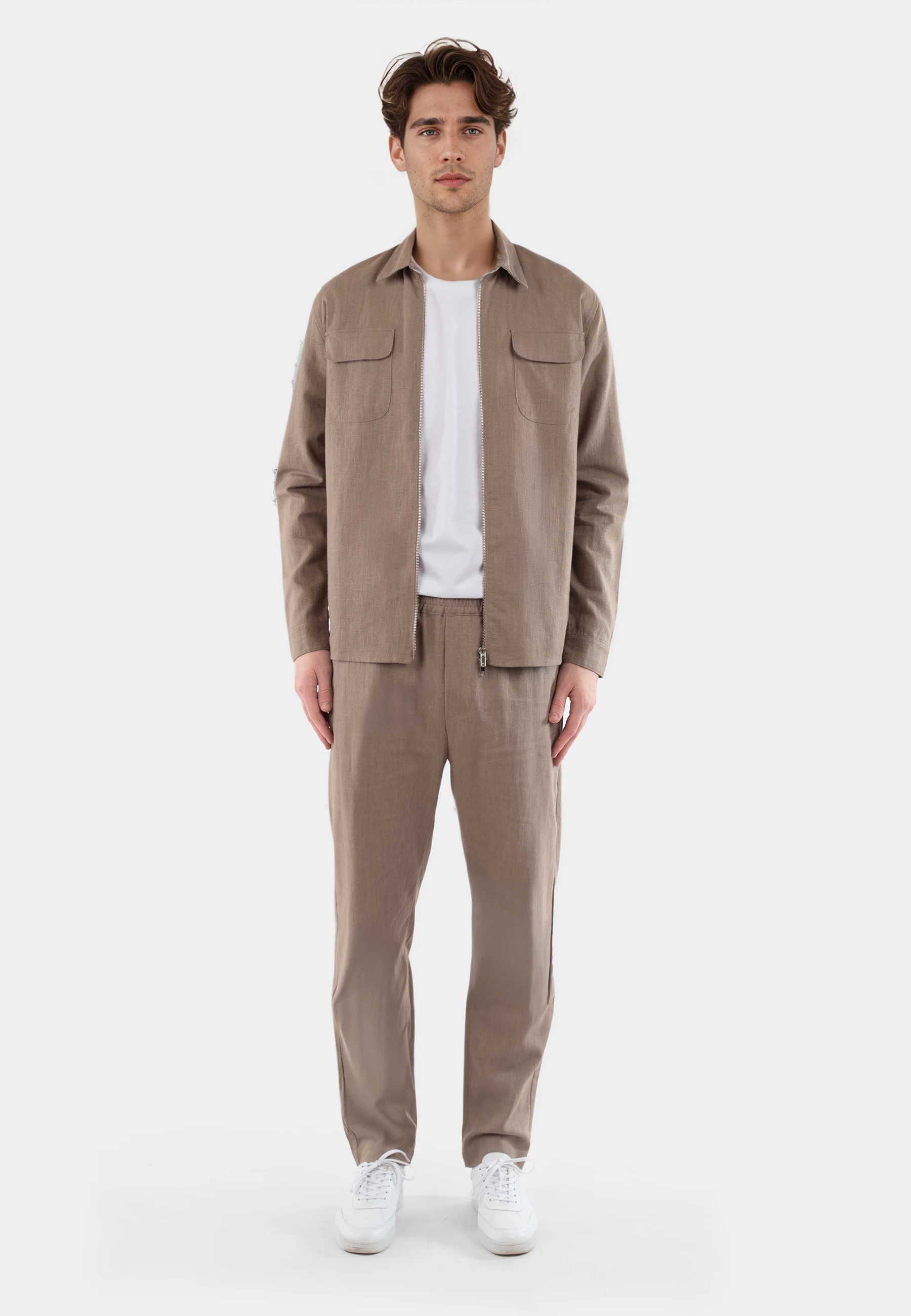 Linen zip set - Cappuchino